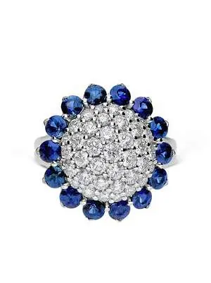 LEO PIZZO 18kt White Gold Diamond And Sapphire Ring - Silver