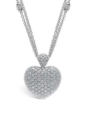 LEO PIZZO 18kt White Gold Diamond Amore Necklace - Silver