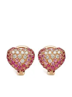 LEO PIZZO 18kt Rose Gold Diamond And Sapphire Earrings - Pink