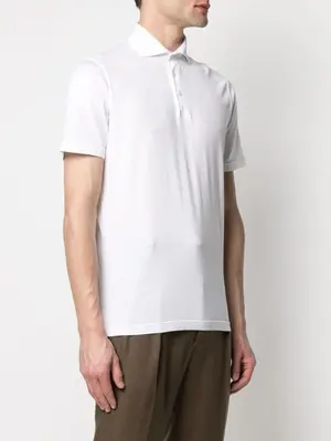 Fedeli Short-sleeved Cotton Polo Shirt - White