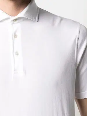 Fedeli Short-sleeved Cotton Polo Shirt - White
