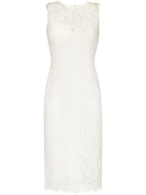 Dolce & Gabbana Floral-lace Midi Dress - White