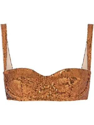 Dolce & Gabbana Sequin-embellished Balcony Bra - Orange