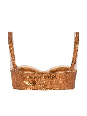 Dolce & Gabbana Sequin-embellished Balcony Bra - Orange