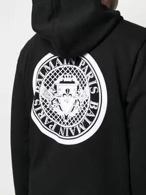 Balmain Logo-print Zip-up Hoodie