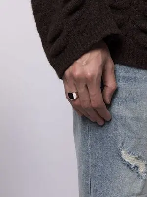 Tom Wood Cushion Eros Onyx Ring - Silver