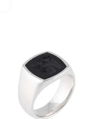 Tom Wood Cushion Eros Onyx Ring - Silver