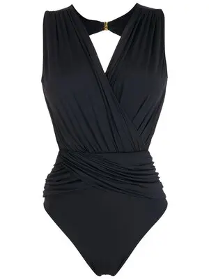 BRIGITTE Panelled Wrap One-piece Swimsuit - Black
