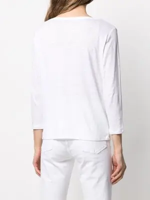 Majestic Filatures Wide-neck Three-quarter Sleeves T-shirt - White