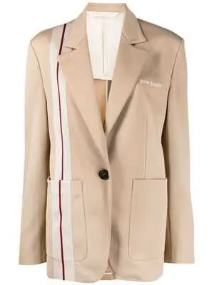 Palm Angels Stripe-detail Single-breasted Blazer - Neutrals