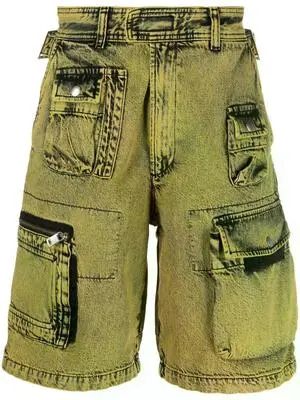 DIESEL® Overdyed Denim Cargo Shorts - Yellow