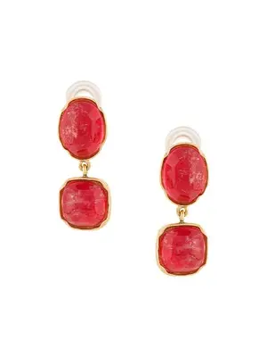 GOOSSENS Two Cabochon Earrings - Gold
