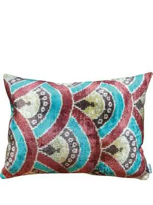 LES-OTTOMANS Jacquard Silk Velvet-blend Cushion - Red