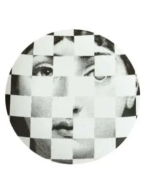 FORNASETTI Checkboard Face Print Plate - White