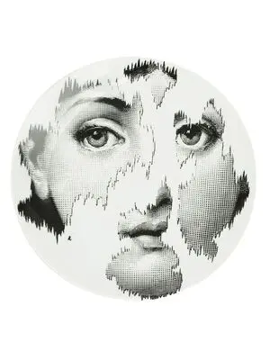 FORNASETTI Faded Face Print Plate - Black
