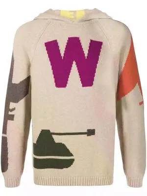 WALTER VAN BEIRENDONCK Walter-war Knitted Hoodie - Neutrals