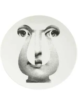 FORNASETTI Music Stand Face Printed Plate - White