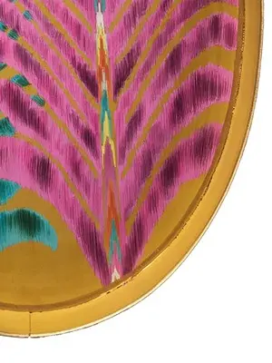 LES-OTTOMANS Peacock Feather Oval Tray