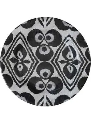 LES-OTTOMANS Ikat Ceramic Plate - White