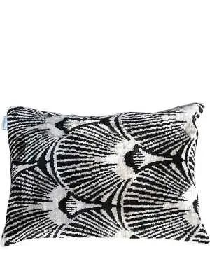LES-OTTOMANS Jacquard Silk Velvet-blend Cushion - Black