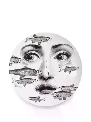FORNASETTI Tema E Variazioni N.392 Illustrated Decorative Plate - White
