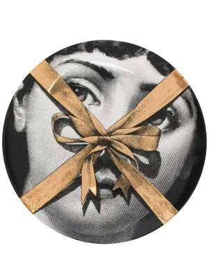 FORNASETTI Printed Bow And Face Plate - Black