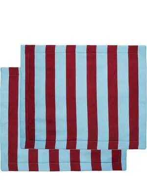 La DoubleJ Stripe-print Tablemats - Red
