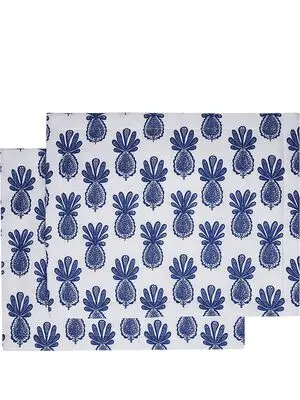 La DoubleJ Pineapple-print Tablemats - Blue