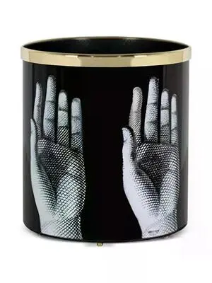 FORNASETTI Hand-print Wastepaper Basket - Black