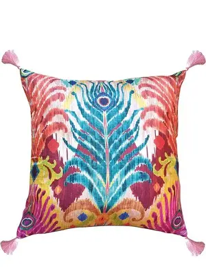 LES-OTTOMANS Feather-print Silk-blend Cushion
