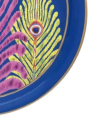 LES-OTTOMANS Feather-print Circular Tray