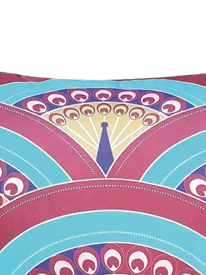 LES-OTTOMANS Peacock-print Silk-blend Cushion