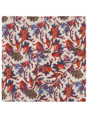 La DoubleJ Peacock Print Napkin - Red
