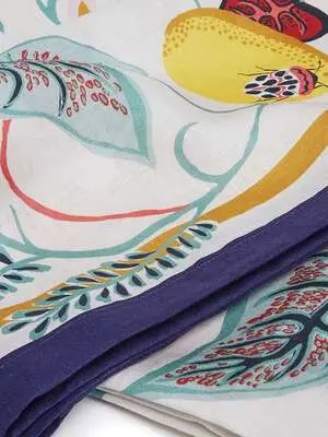 La DoubleJ Floral-print Linen Tablecloth