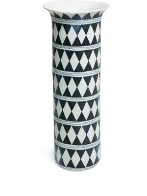 L'Objet Geometric-pattern Porcelain Vase - Black