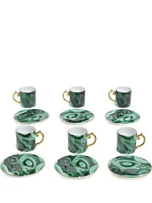 L'Objet Malachite Espresso Cup And Saucer Set - Green