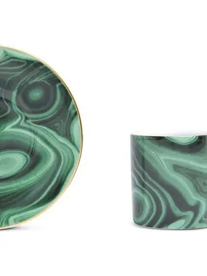 L'Objet Malachite Espresso Cup And Saucer Set - Green