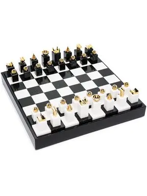L'Objet 24kt Gold Stone Chess Set - Black