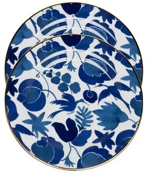 La DoubleJ Wildbird Dessert Plates - Blue