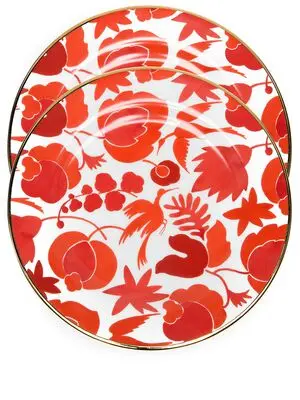 La DoubleJ Wildbird Dessert Plates - Red