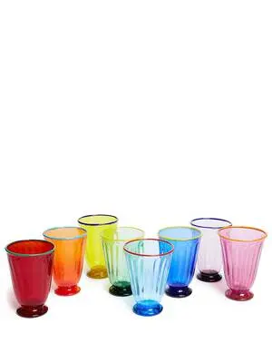 La DoubleJ Rainbow Set Of 8 Glasses - Blue