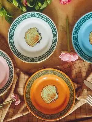 GINORI 1735 Viaggio Di Nettuno Flat Bread Plates - Blue