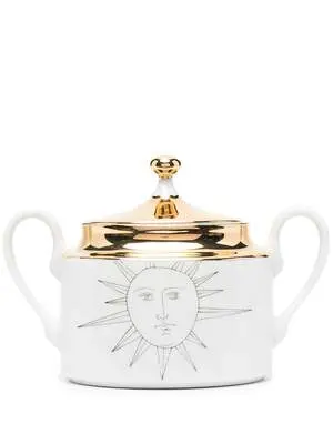 FORNASETTI Graphic-print Porcelain Sugar Bowl - White