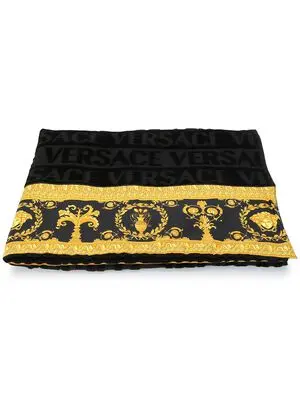 Versace Barocco Trim Bath Towel - Black