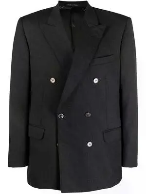 Pierre Cardin 1980s Peak Lapels Double-breasted Blazer - Grey