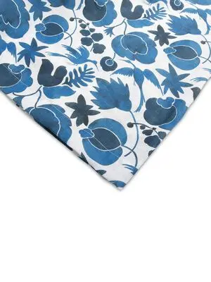 La DoubleJ Floral-print Linen Tablecloth - White