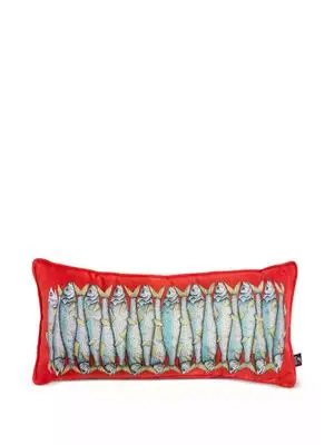 FORNASETTI Sardine Silk Cushion - Red