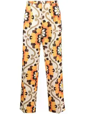 WALTER VAN BEIRENDONCK Power Flower Trousers - Neutrals