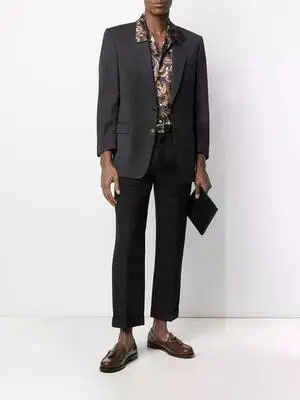 Pierre Cardin 1990s Contrasting Lapel Blazer - Grey