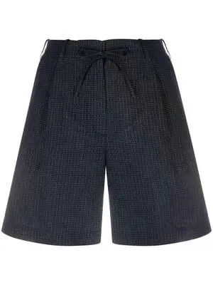 Aspesi Micro-check Drawstring Waist Shorts - Blue